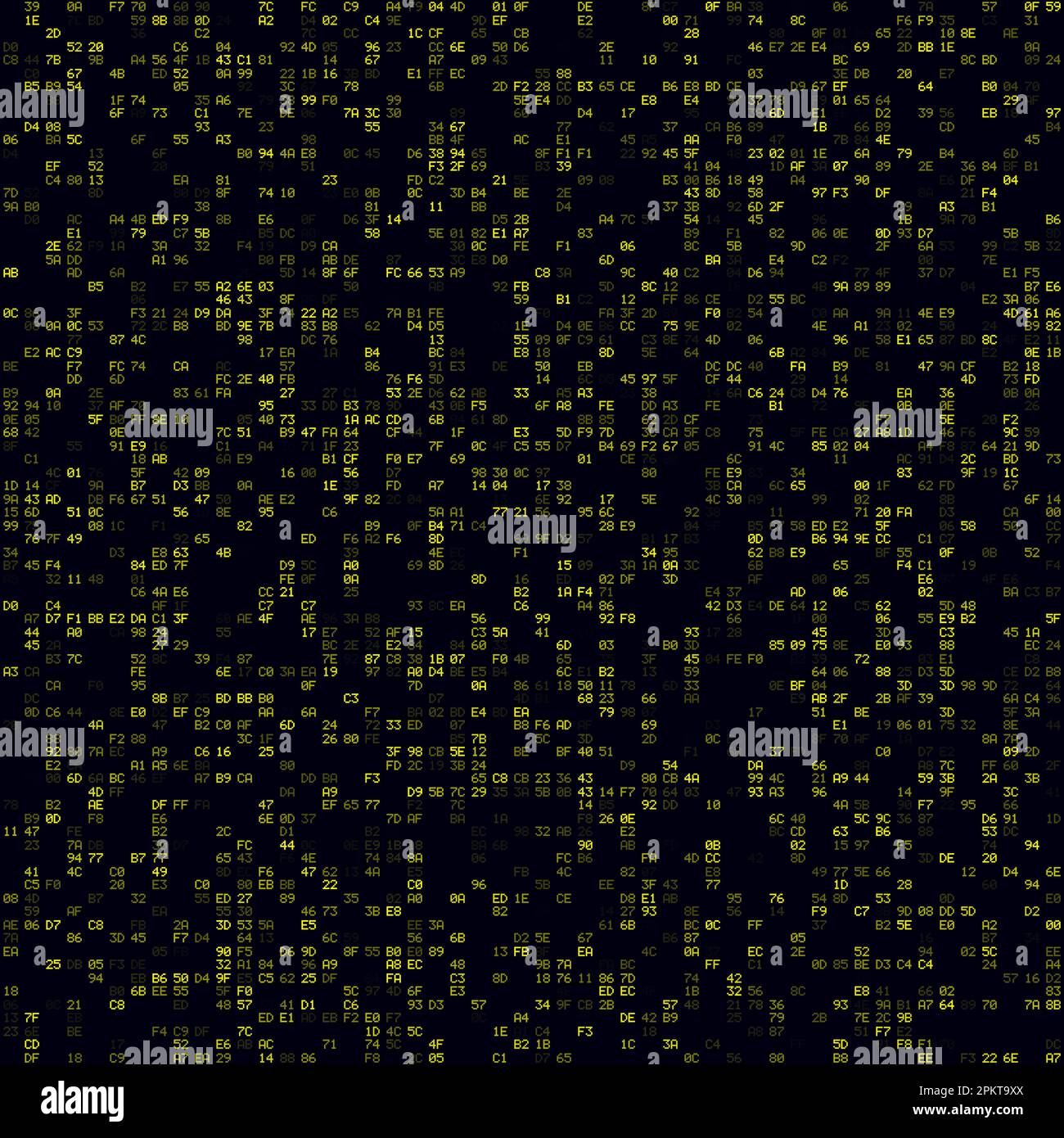 Abstract Technology Background. Yellow sparse hexadecimal pairs background. Big sized seamless ...