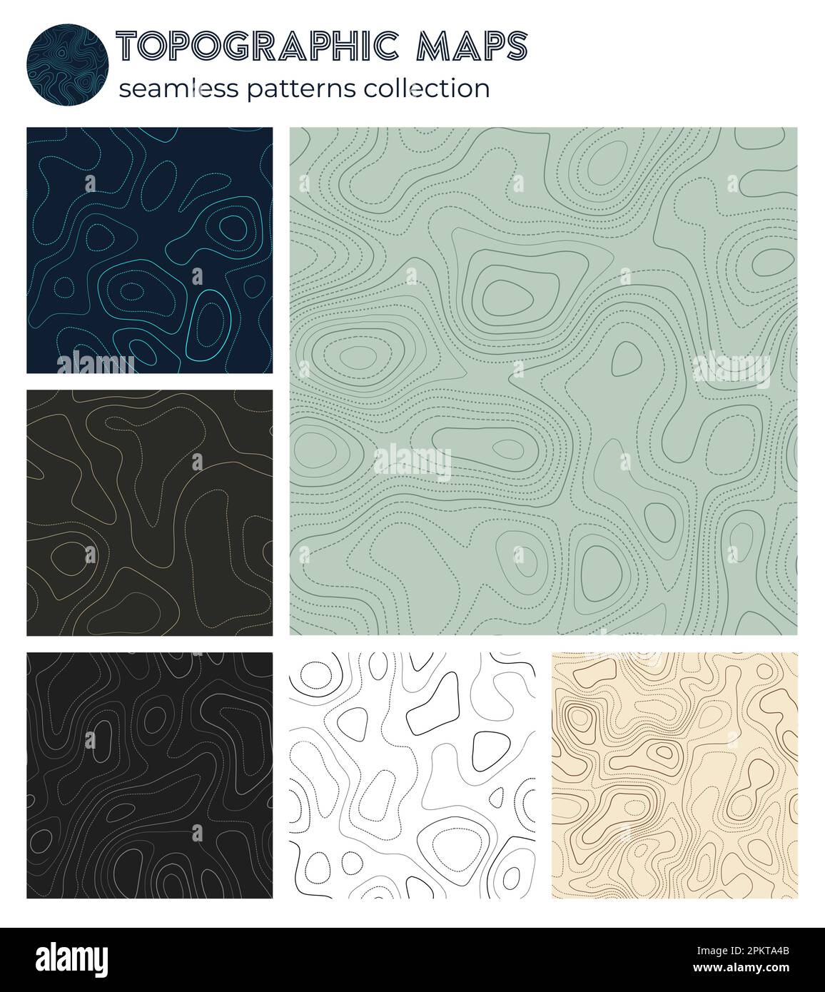 Topographic maps. Beautiful isoline patterns, seamless design. Stylish ...