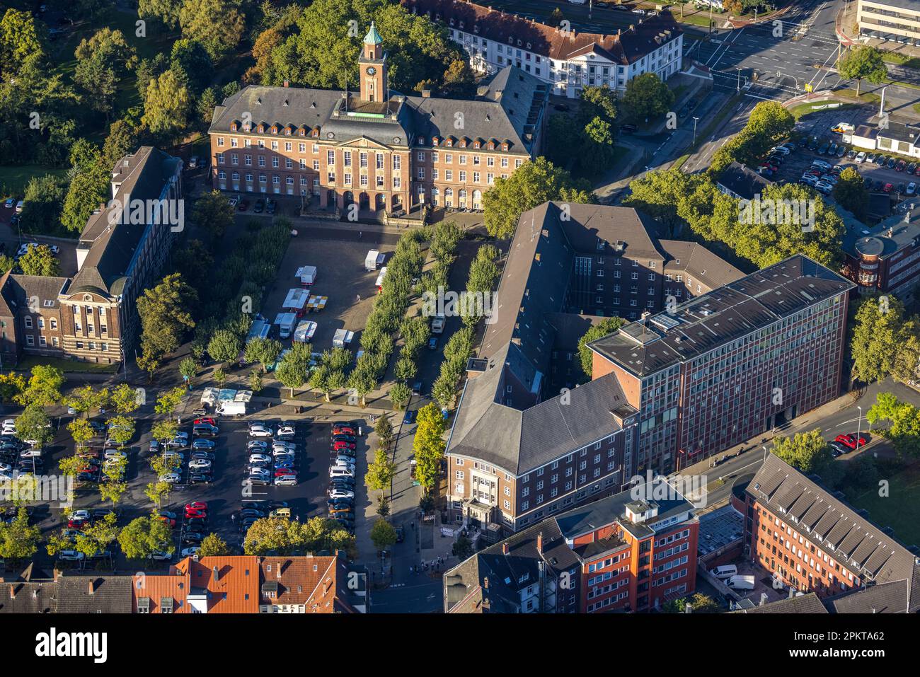 Aerial view, city hall Herne with police station and civic center as ...
