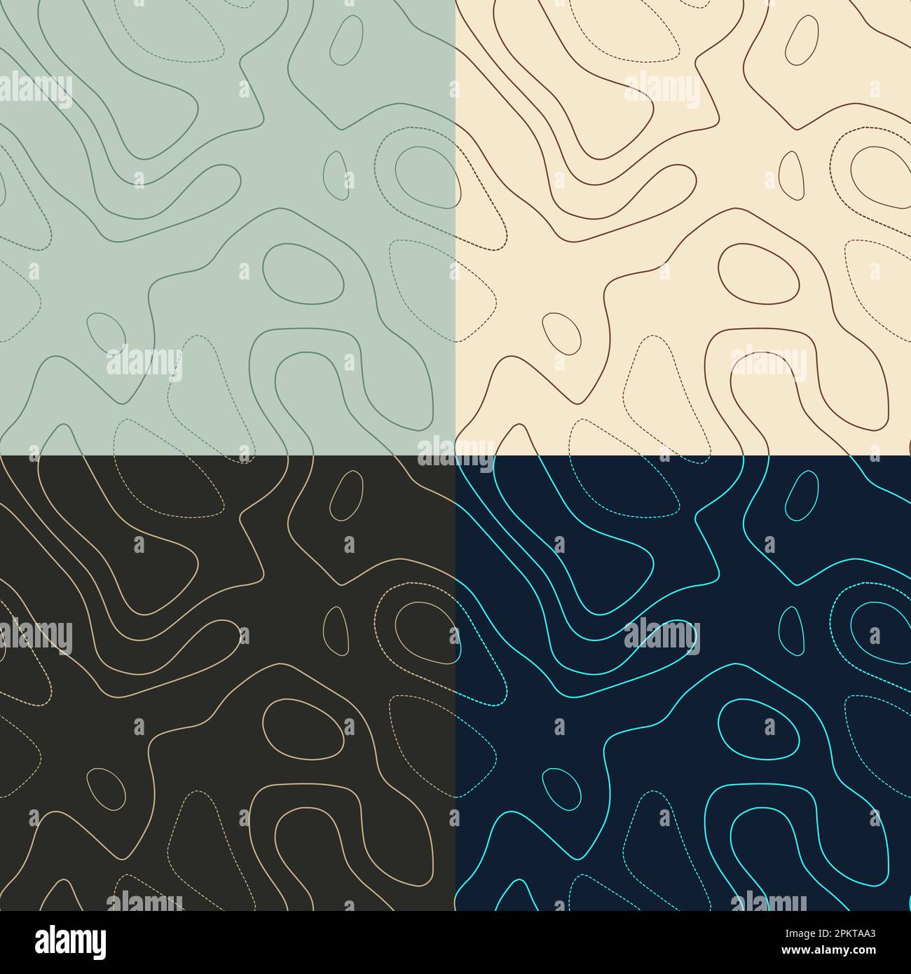 Topography patterns. Seamless elevation map tiles. Awesome isoline ...