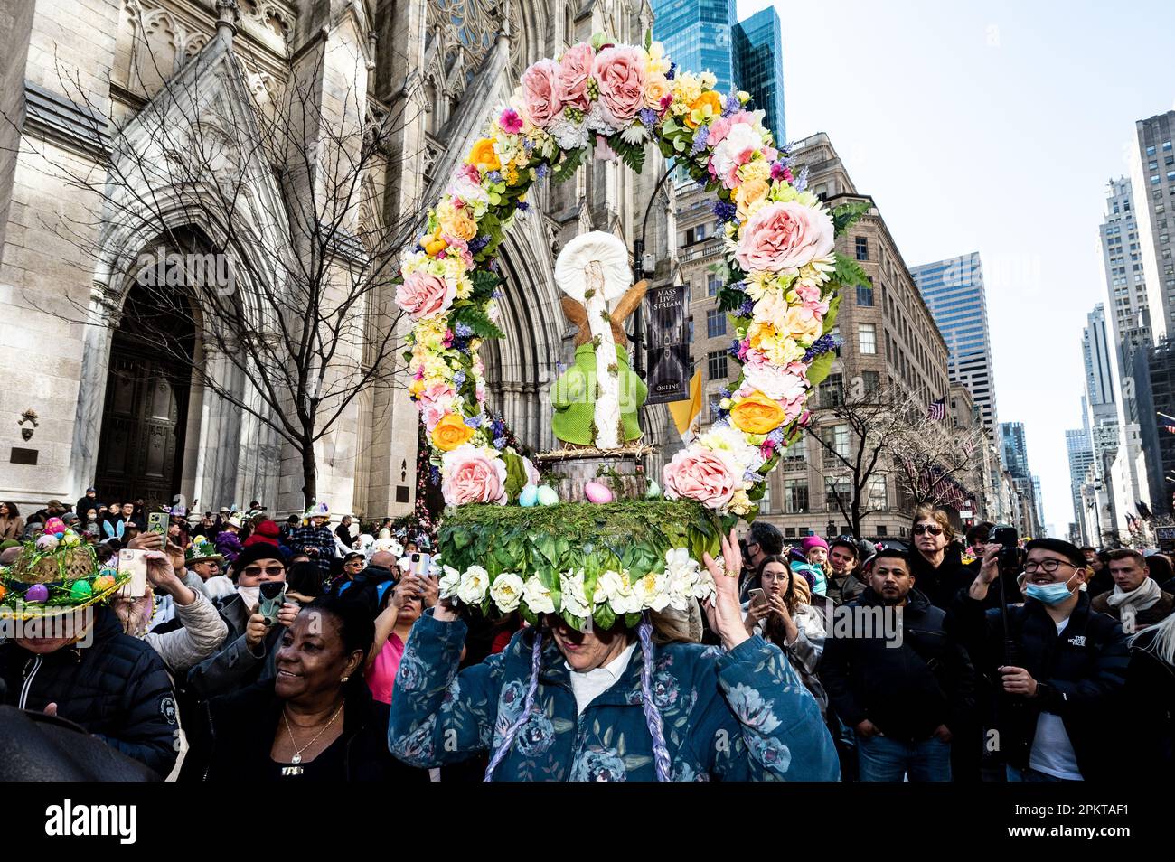 New York City, United States. 09th Apr, 2023. A woman with a flower ...