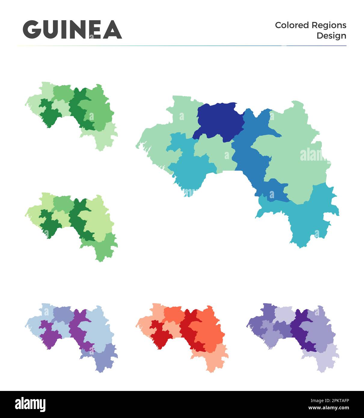Guinea map collection. Borders of Guinea for your infographic. Colored country regions. Vector ...