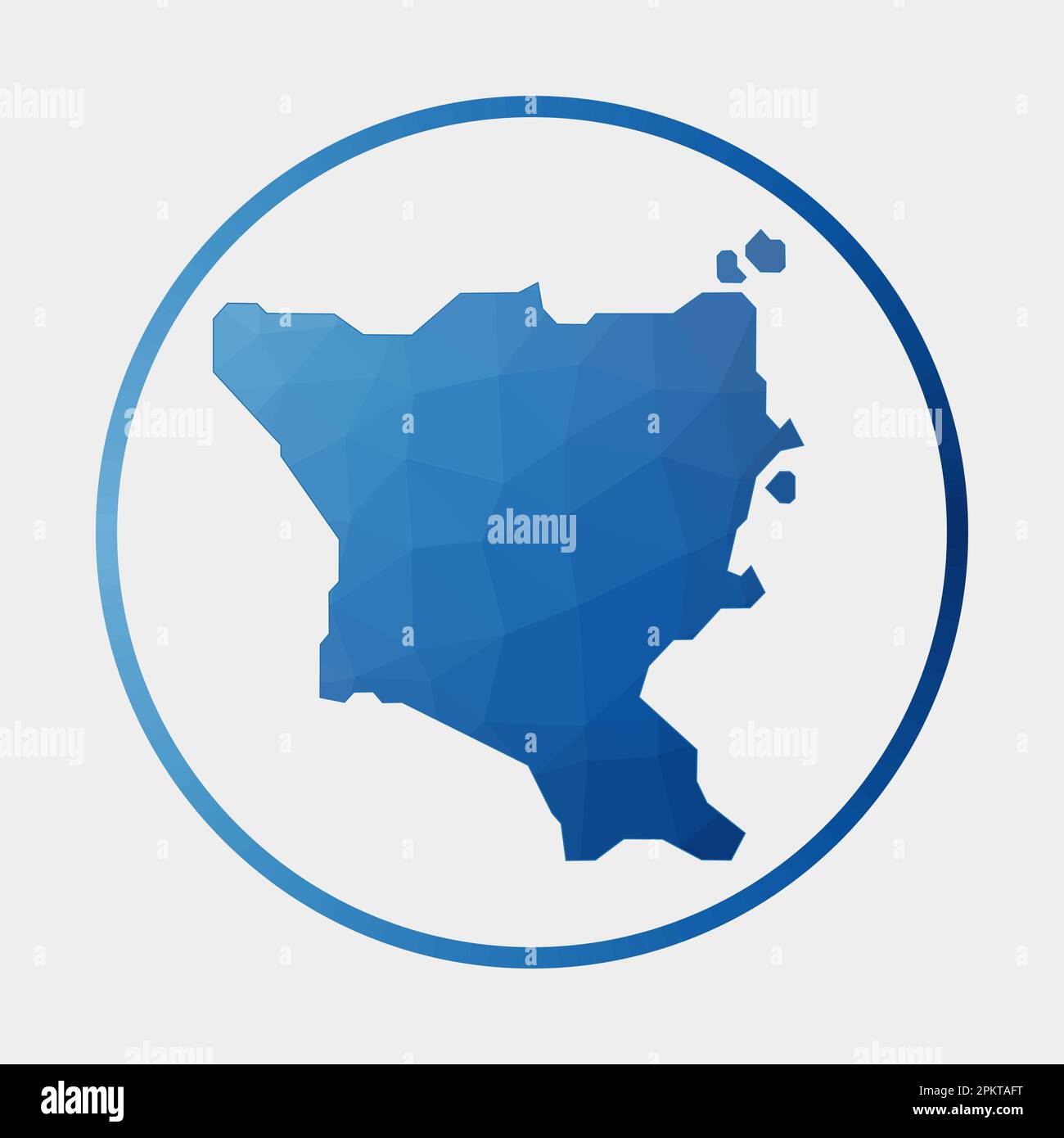 Green Island, Taiwan icon. Polygonal map in gradient ring. Round low ...