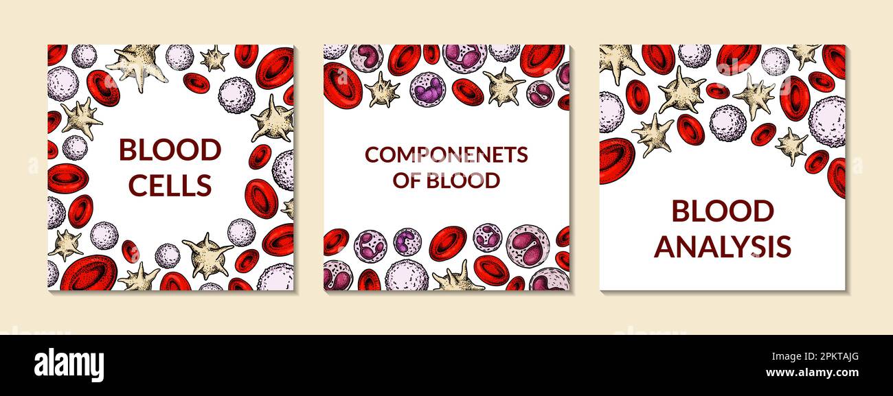 Set of blood cells backgrounds. Design for blood test, anemia, donation ...