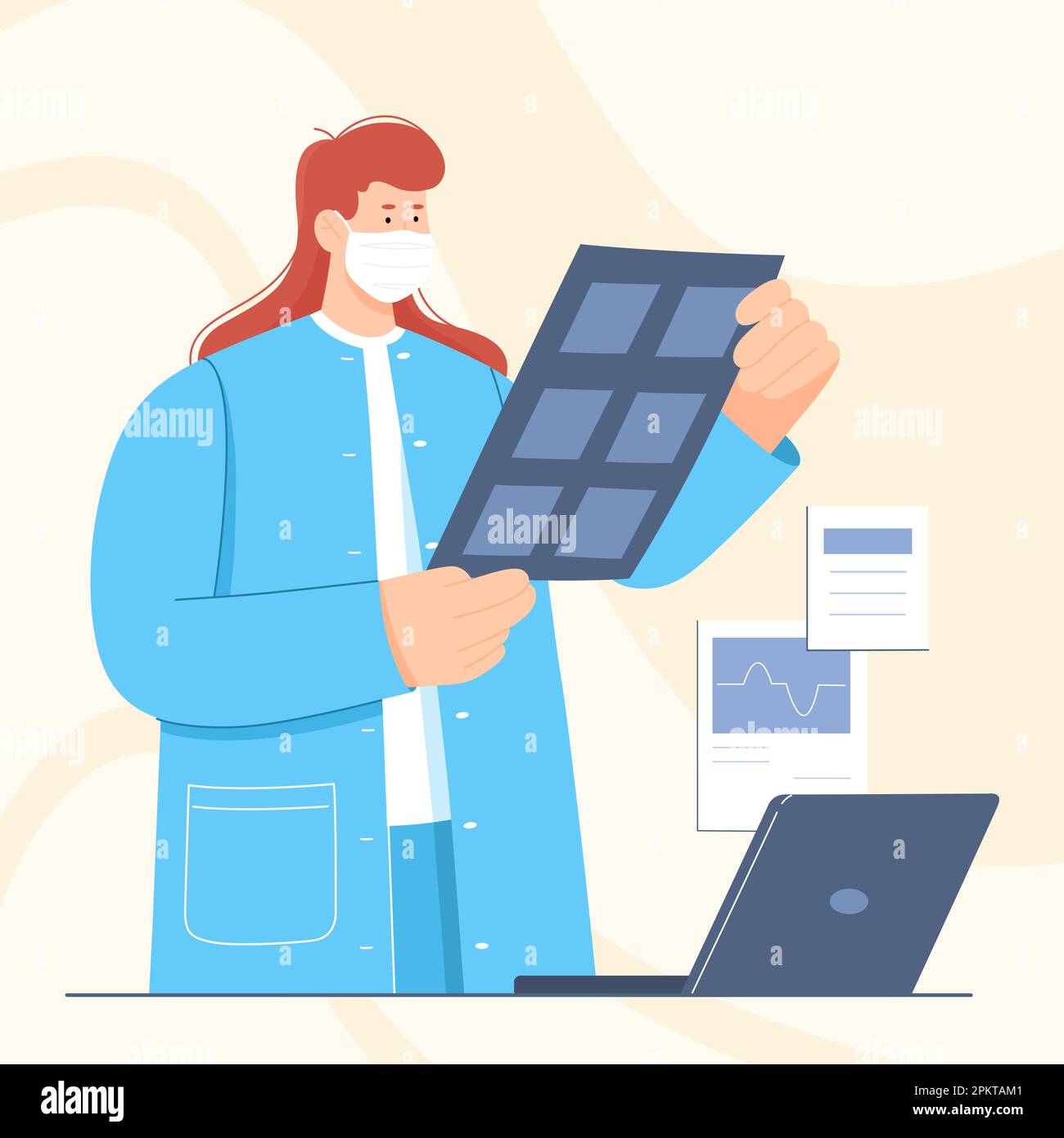 Doctor with xray image in hands vector illustration. Cartoon hospital ...