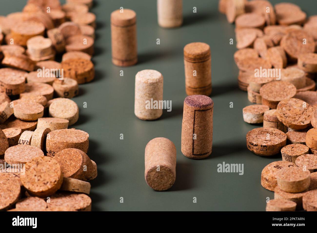 Recycling symbol and wine cork for secondary use. Preservation of the ...