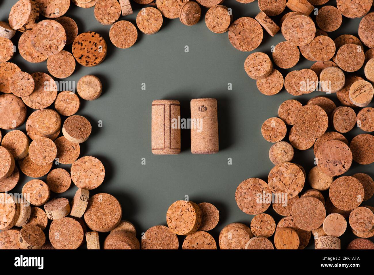 Recycling symbol and wine cork for secondary use. Preservation of the ...