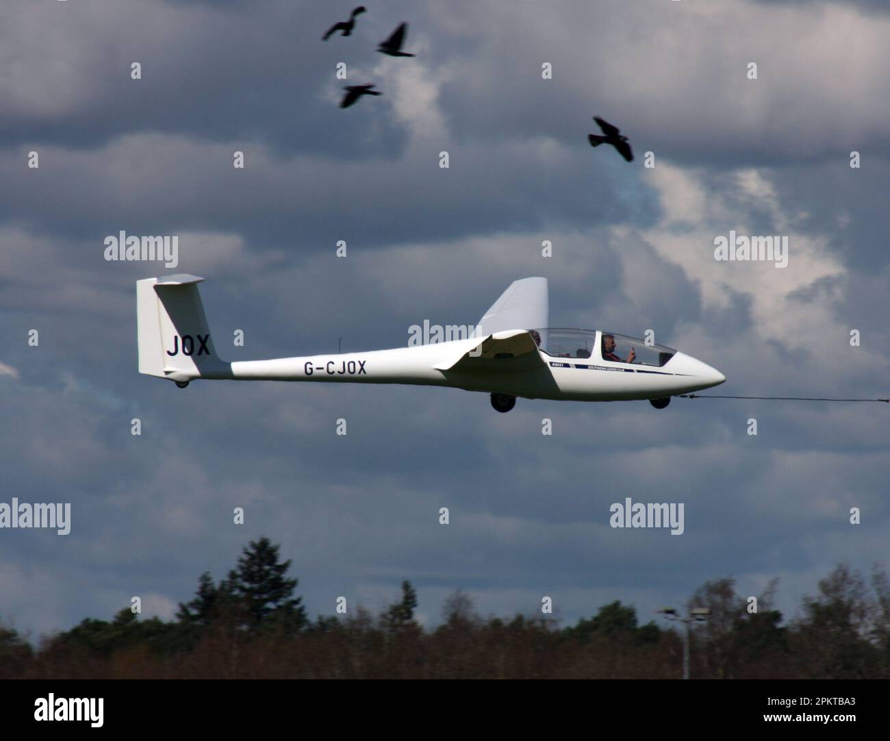 A Schleicher ASK-21 glider departs a private airfield West Sussex Stock ...