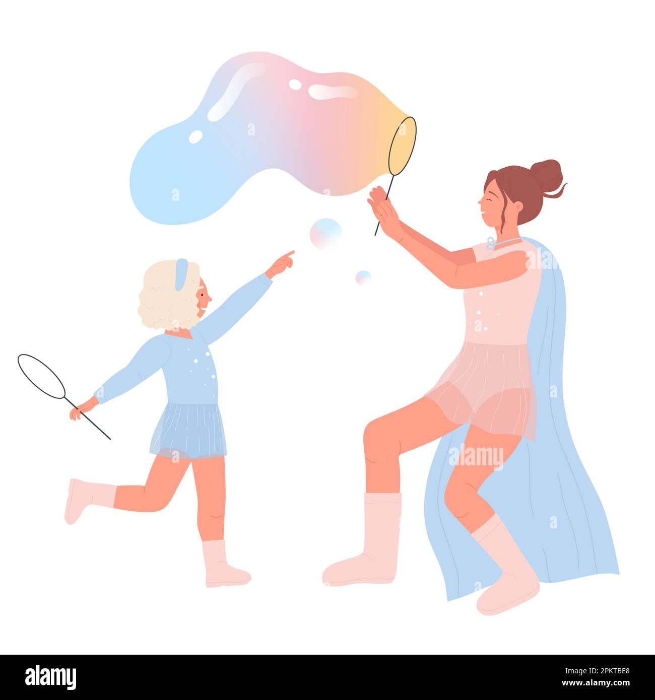 Man blow play with soap bubble giant balloons on foam party isolated ...