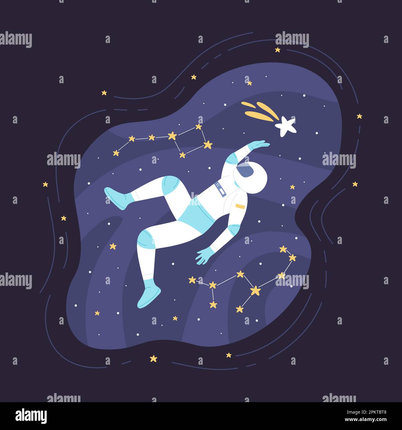 Astronaut flying in space vector illustration. Cartoon spaceman in ...