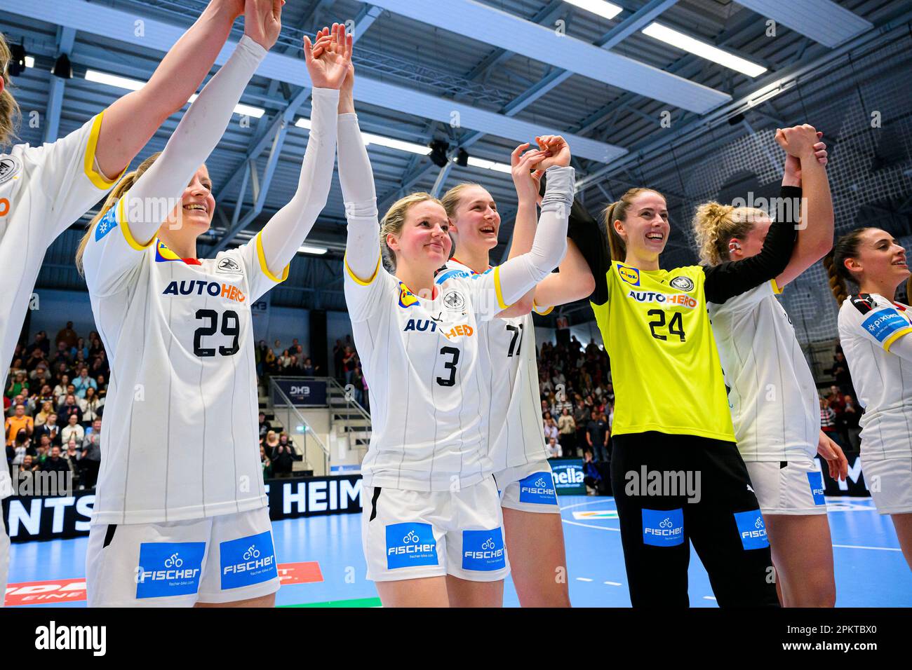 Hamm, Germany. 09th Apr, 2023. Handball, Women: World Cup qualifying ...