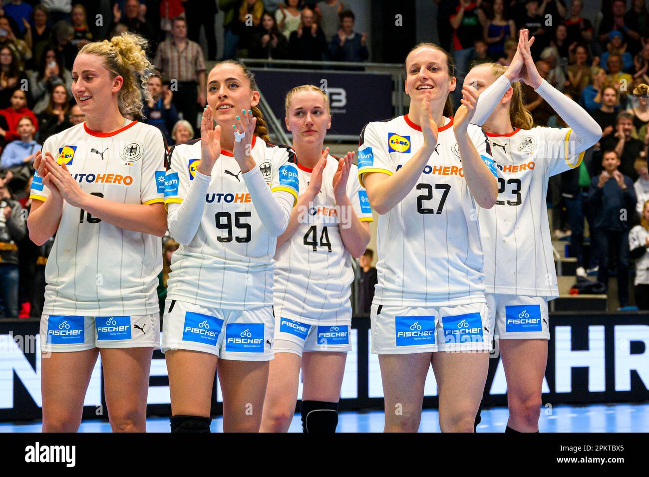 Hamm, Germany. 09th Apr, 2023. Handball, women: World Cup qualification ...