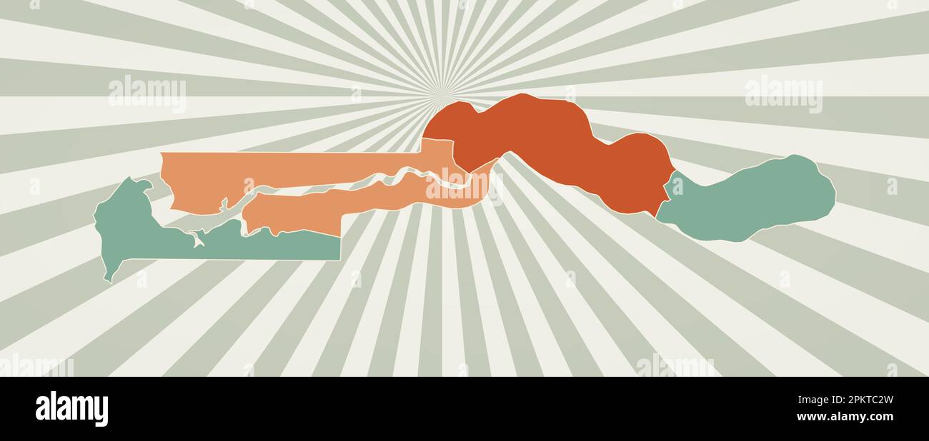 Gambia map. Poster with map of the country in retro color palette ...