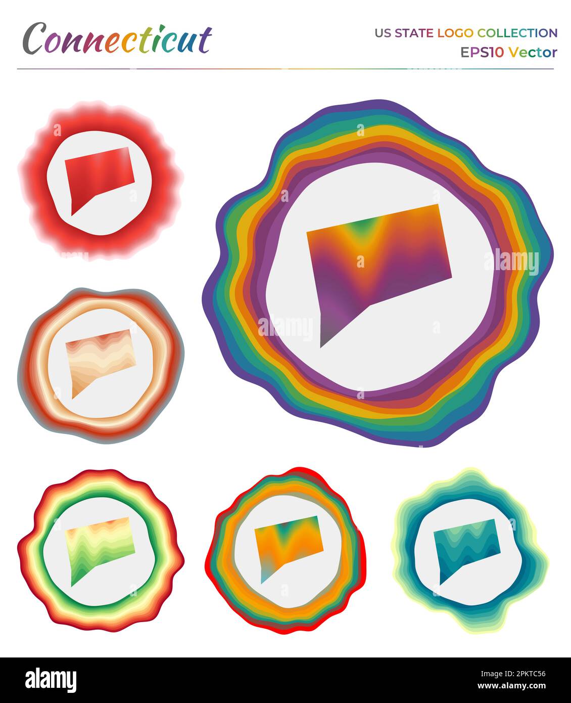 Connecticut logo collection. Colorful badge of the US state. Layers ...