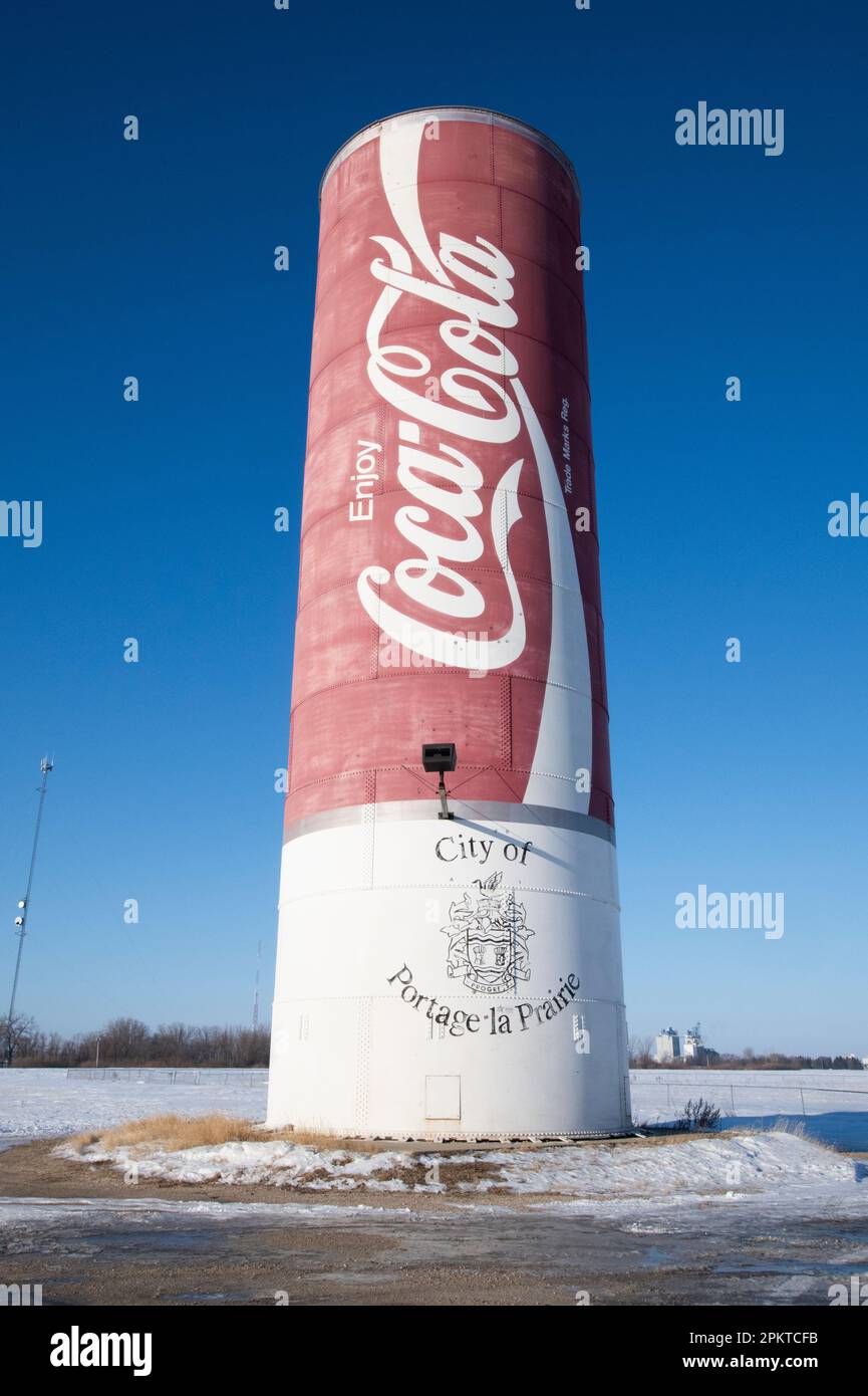 Largest Coke can in Portage-la-Prairie, Manitoba, Canada Stock Photo ...
