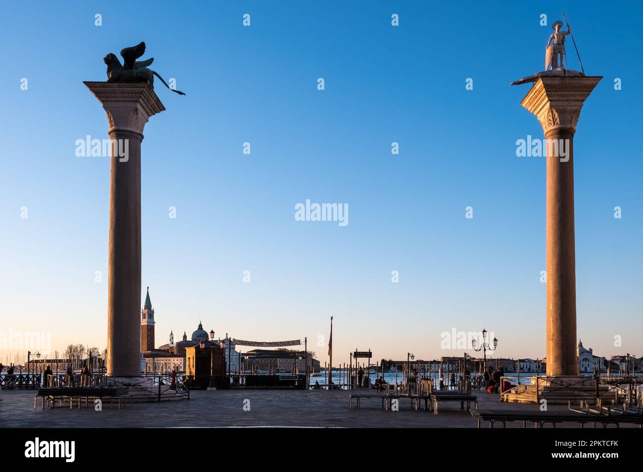 View of the Columns of San Marco and San Todaro located at the ...