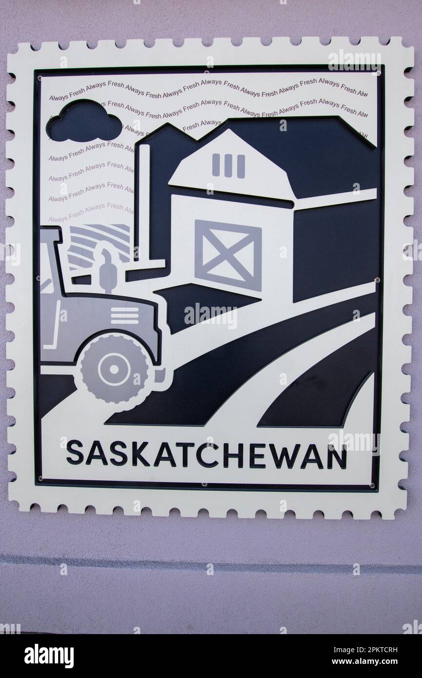 Saskatchewan postage stamp sign at Tim Horton's in Moosomin ...