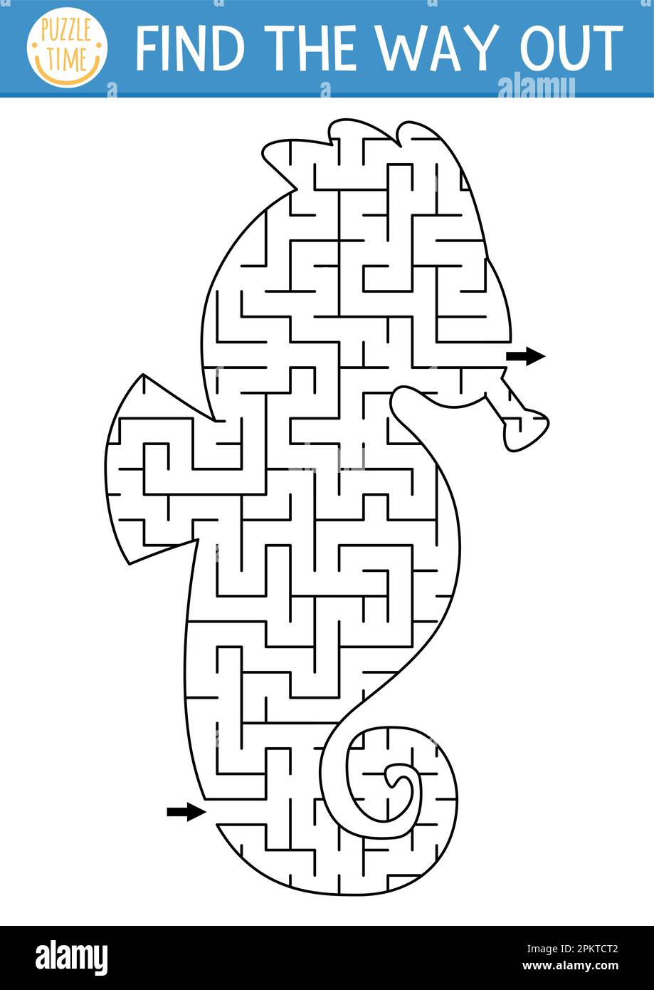 Under the sea geometrical maze for kids. Ocean preschool printable ...
