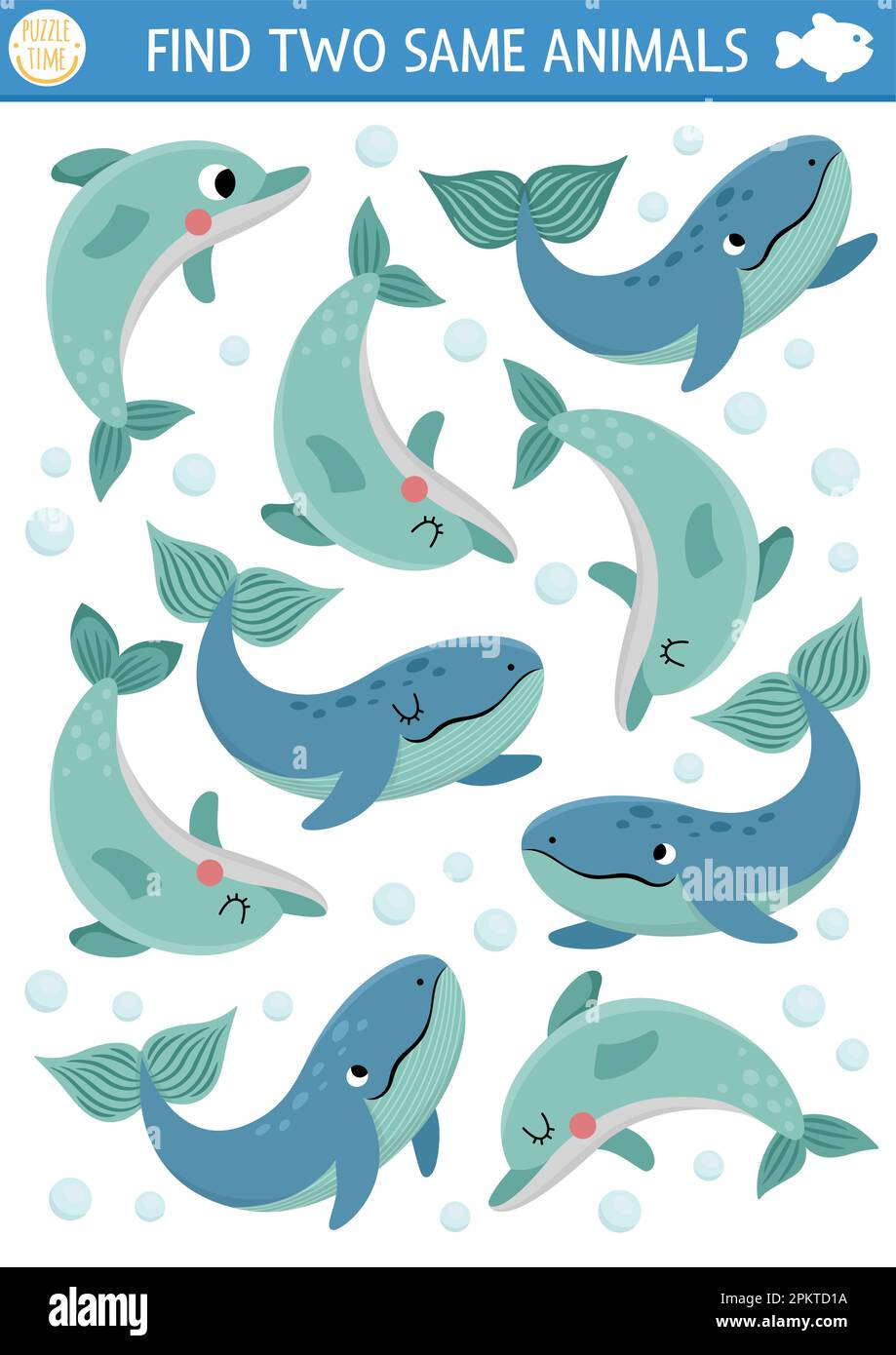 Find two same water animals. Under the sea matching activity for ...