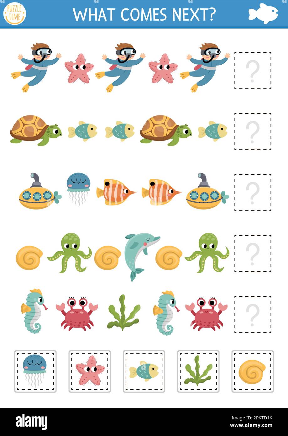 What comes next. Under the sea matching activity for preschool children ...