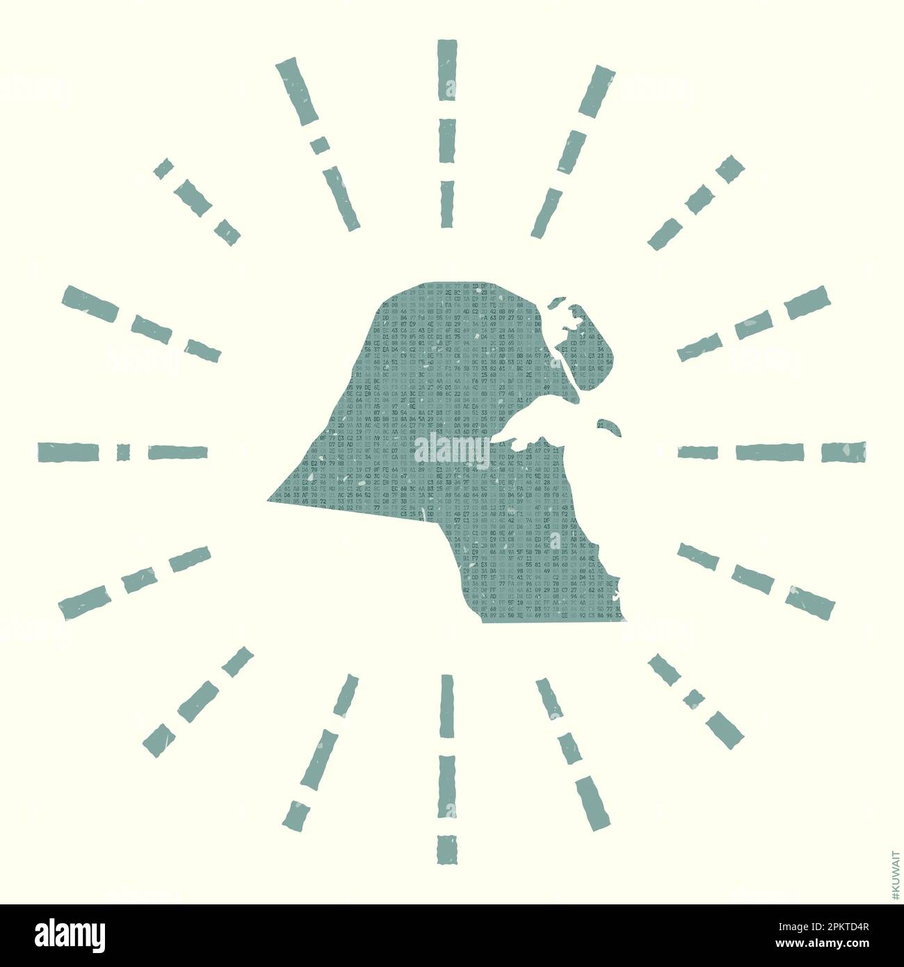 Kuwait Logo. Grunge sunburst poster with map of the country. Shape of ...