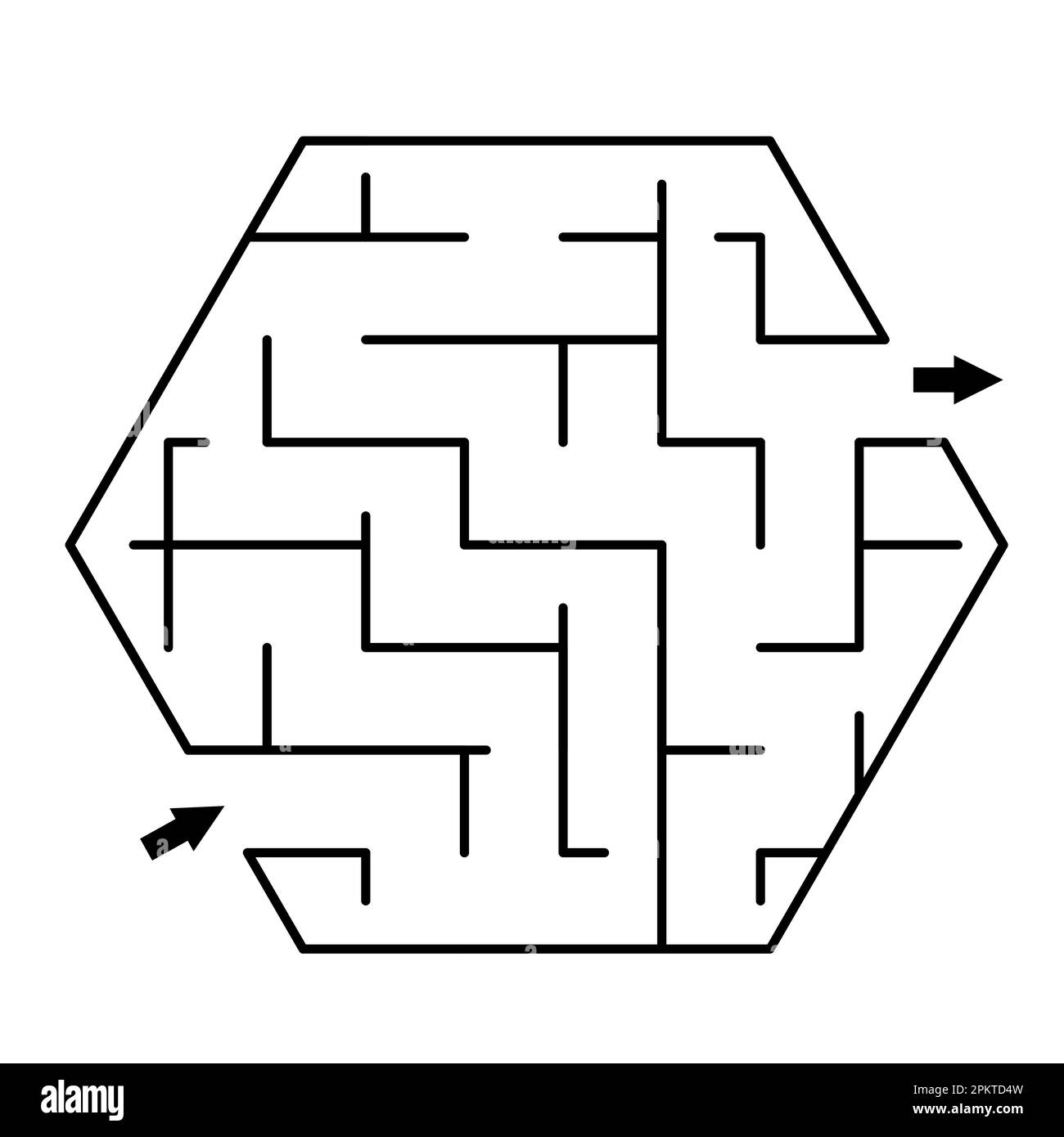 Vector maze template. Blank black and white hexagon shaped geometrical ...