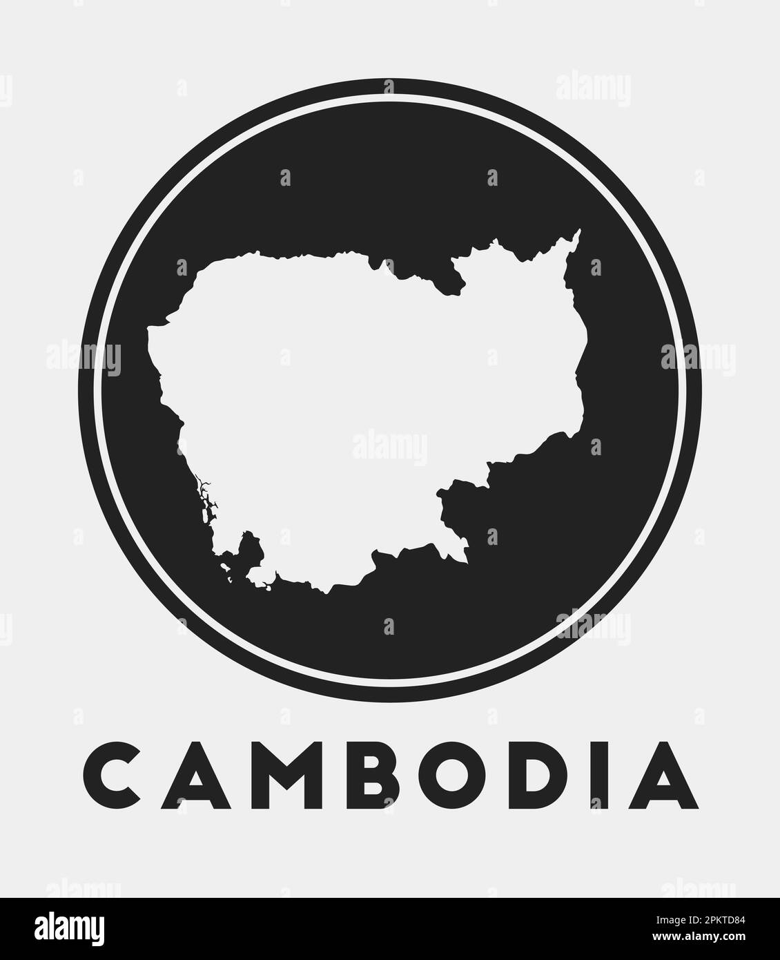Cambodia icon. Round logo with country map and title. Stylish Cambodia badge with map. Vector ...