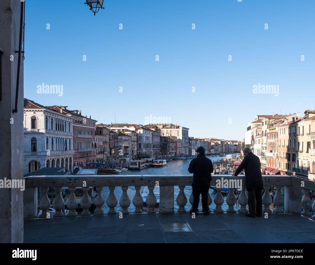View from Rialto Bridge of the Grand Canal, a channel in Venice, that ...