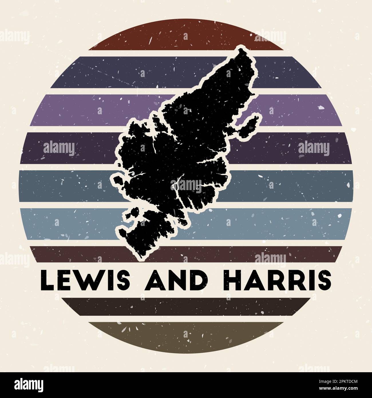 Lewis and Harris logo. Sign with the map of island and colored stripes ...