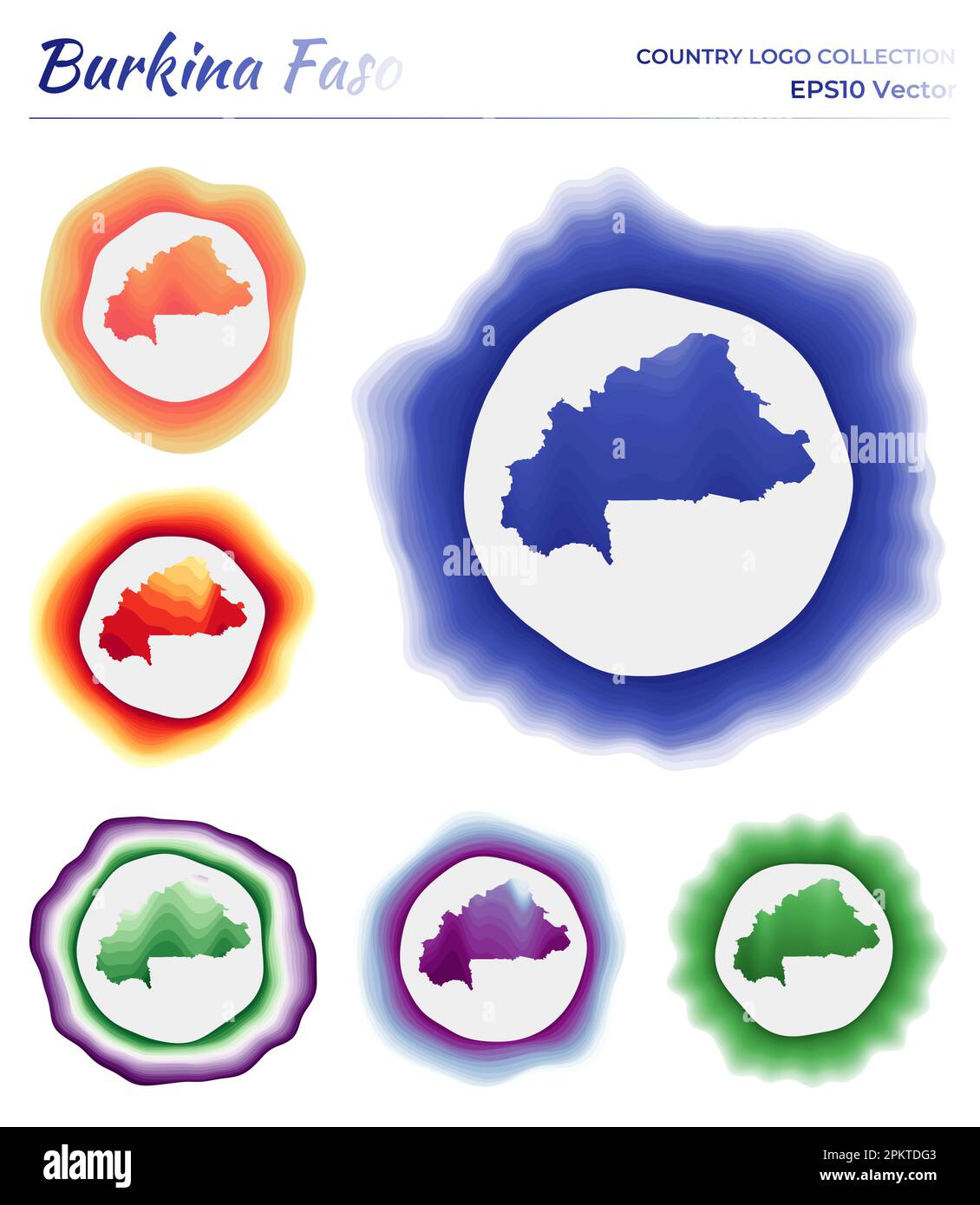 Burkina Faso logo collection. Colorful badge of the country. Layers ...