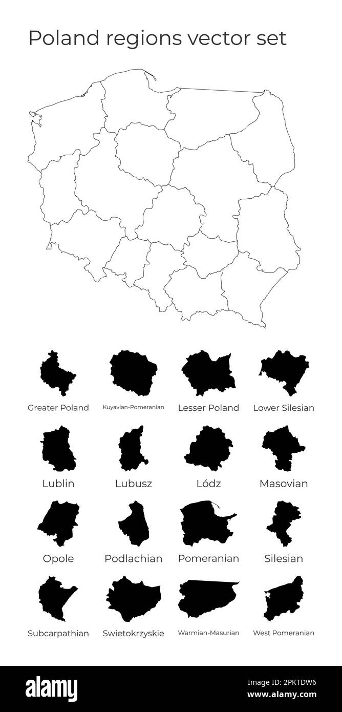 Poland map with shapes of regions. Blank vector map of the country with ...