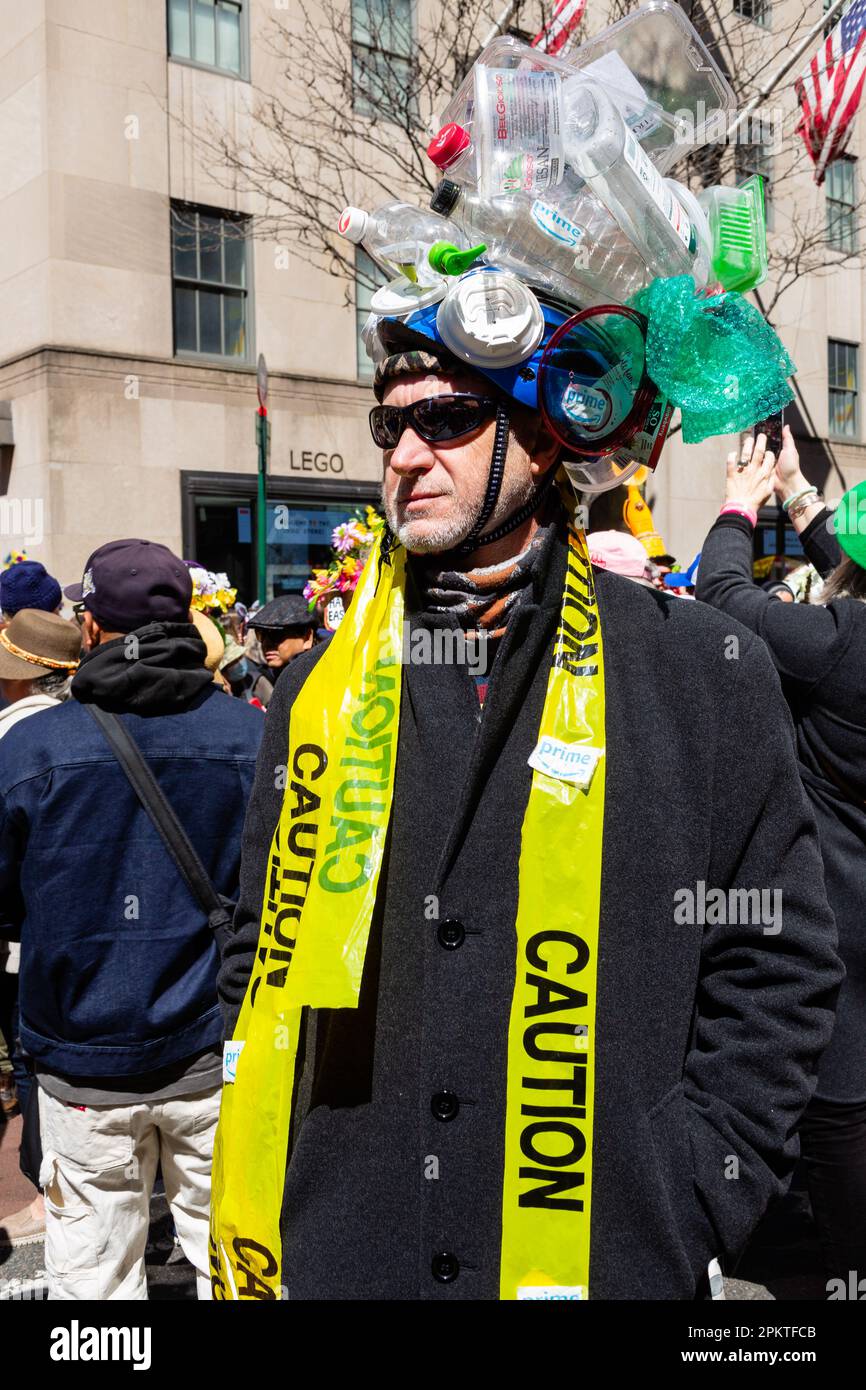 New York, NY, USA. 9th Apr, 2023. Manhattan's Fifth Avenue fills with colorfully costumed and ...