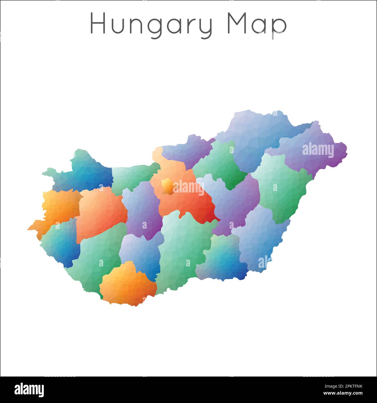 Low Poly map of Hungary. Hungary geometric polygonal, mosaic style map ...