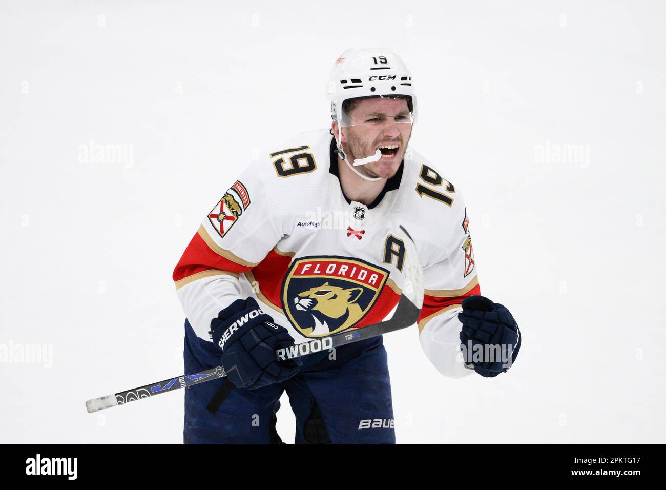 Florida Panthers left wing Matthew Tkachuk (19) continues to celebrate ...