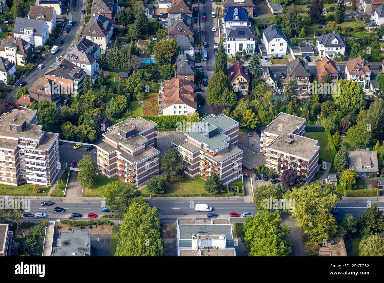 Aerial view, high-rise buildings at Marker Allee in Uentrop district in ...