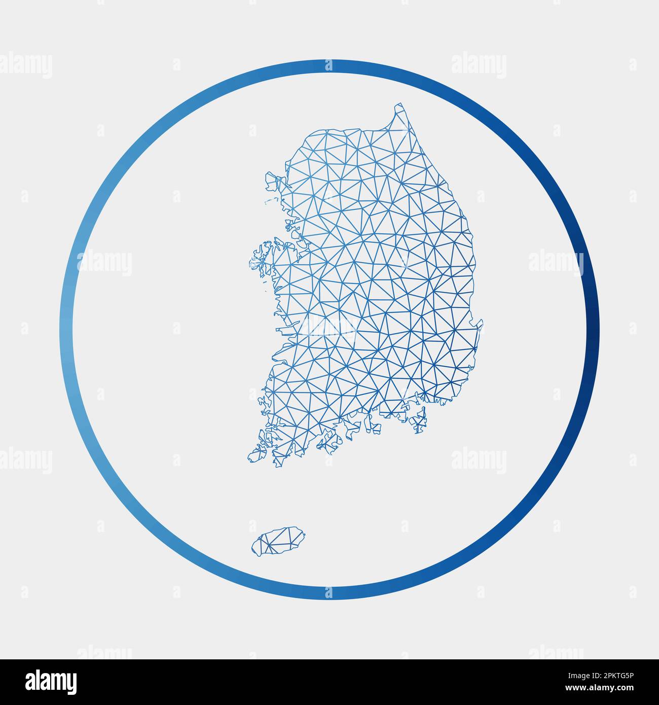 South Korea icon. Network map of the country. Round South Korea sign ...