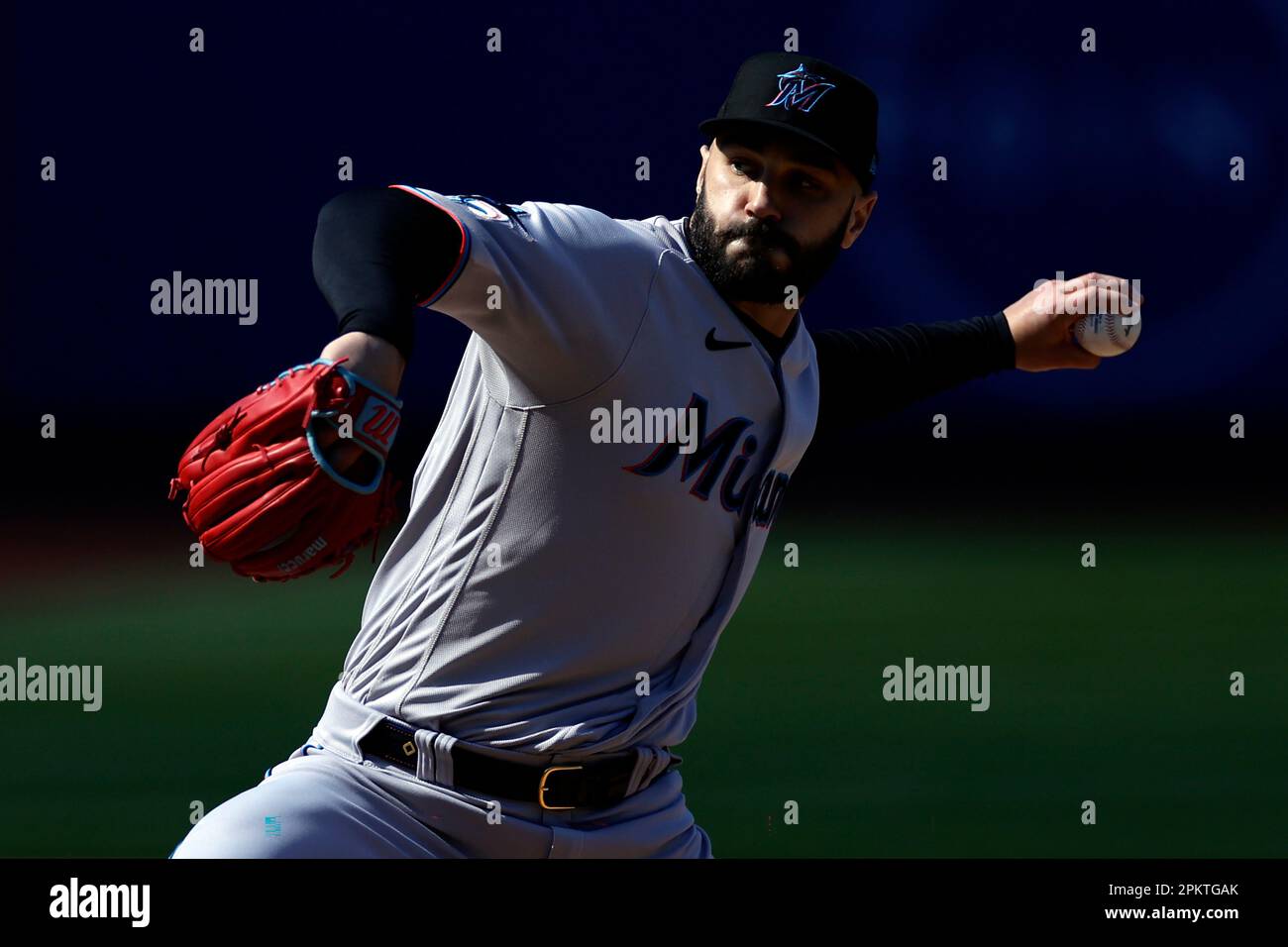 Miami Marlins pitcher Tanner Scott throws during the fifth inning of a ...