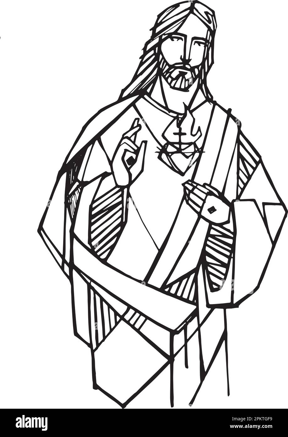 Hand drawn vector illustration or drawing of Sacred Heart Stock Vector ...