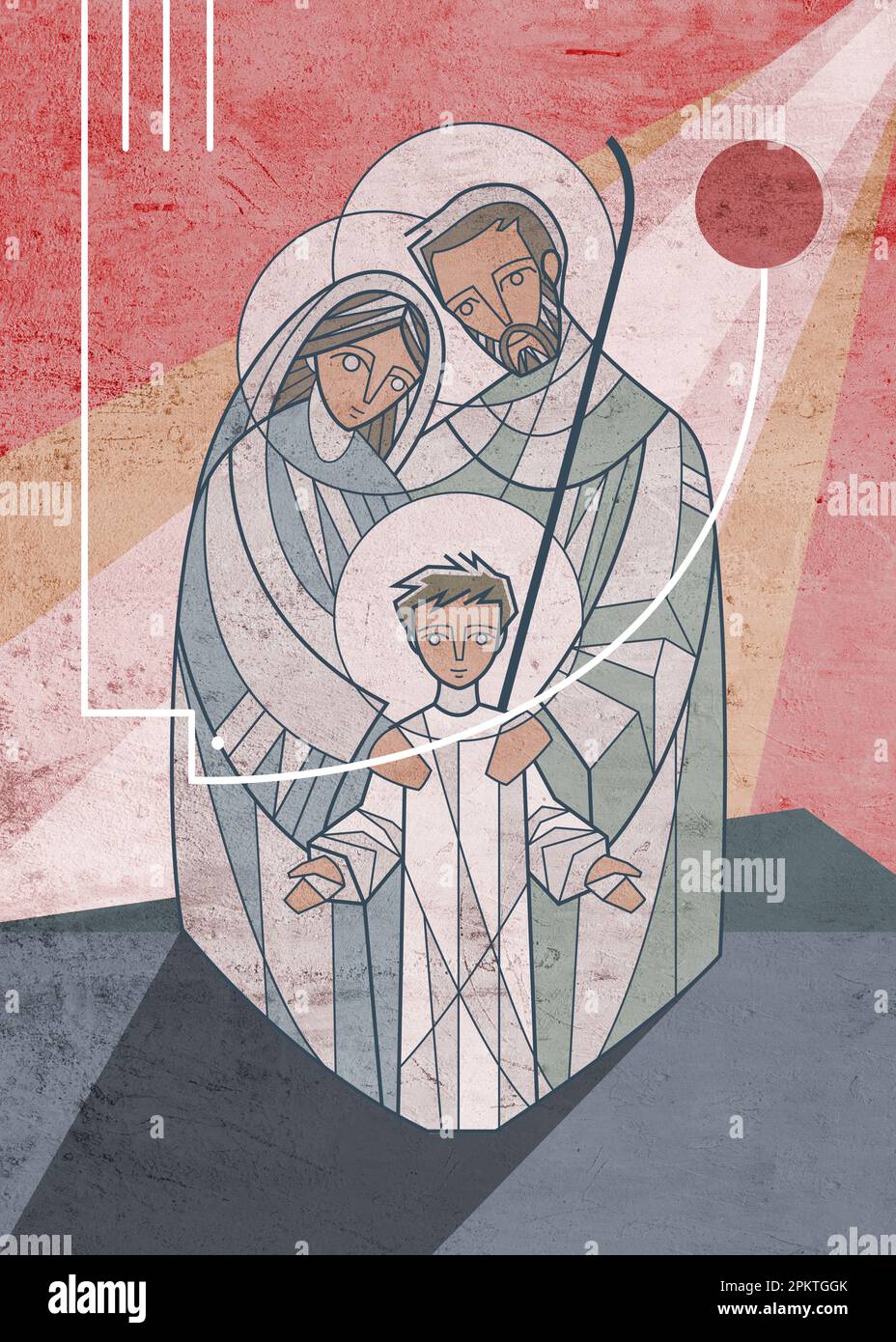 Sacred Family of Mary, Jesus and Joseph illustration Stock Photo - Alamy