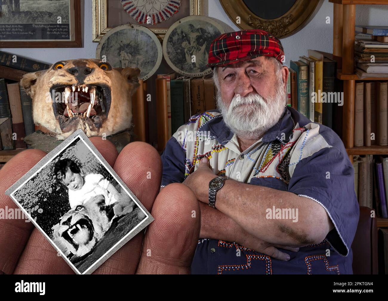 South African author Nico Moolman in his library on his farm near ...