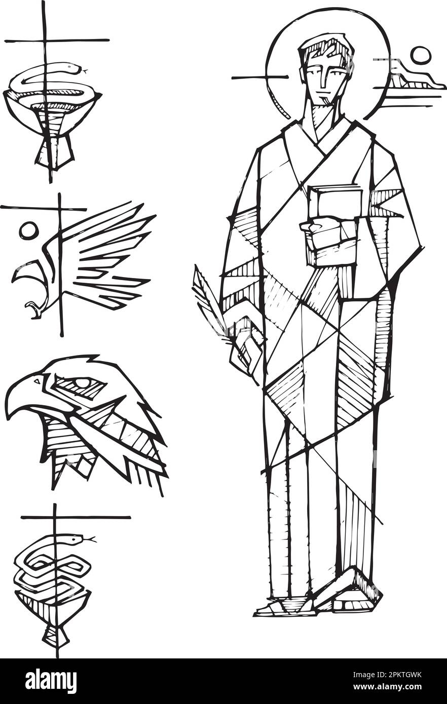 Hand drawn vector illustration or drawing of Saint John Stock Vector ...