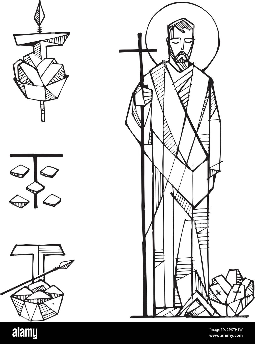 Hand drawn vector illustration or drawing of Saint Philip Stock Vector ...