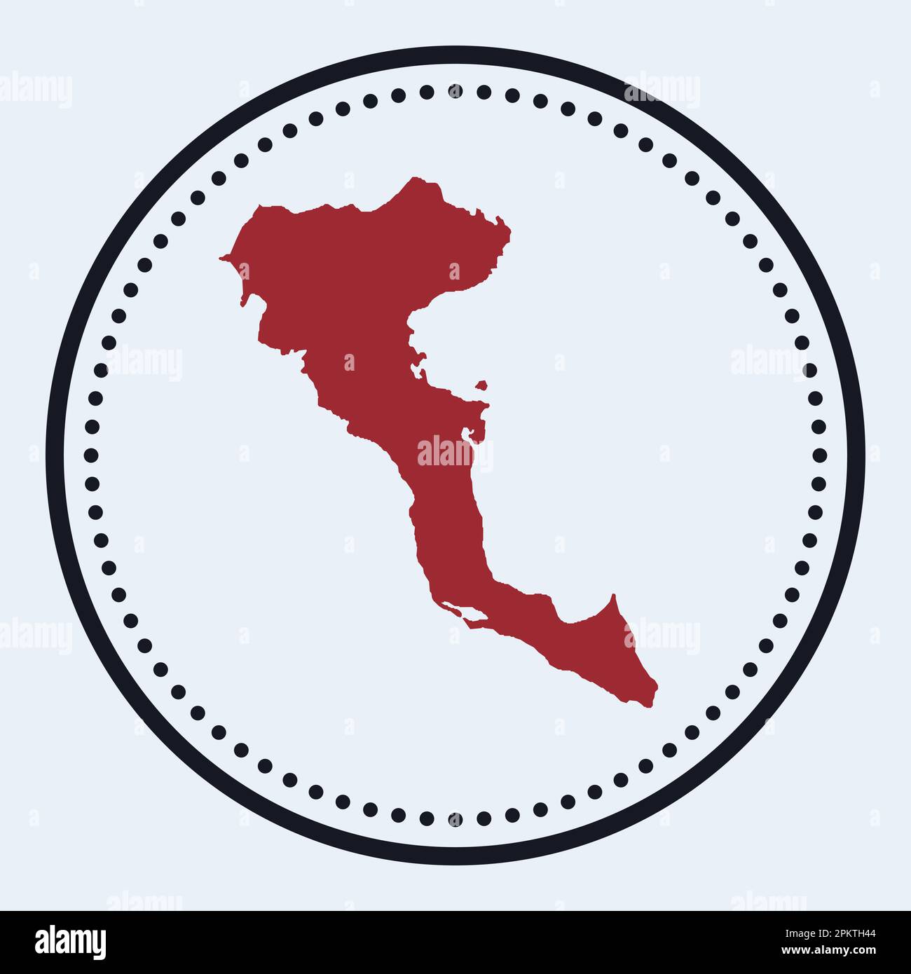 Corfu round stamp. Round logo with island map and title. Stylish ...