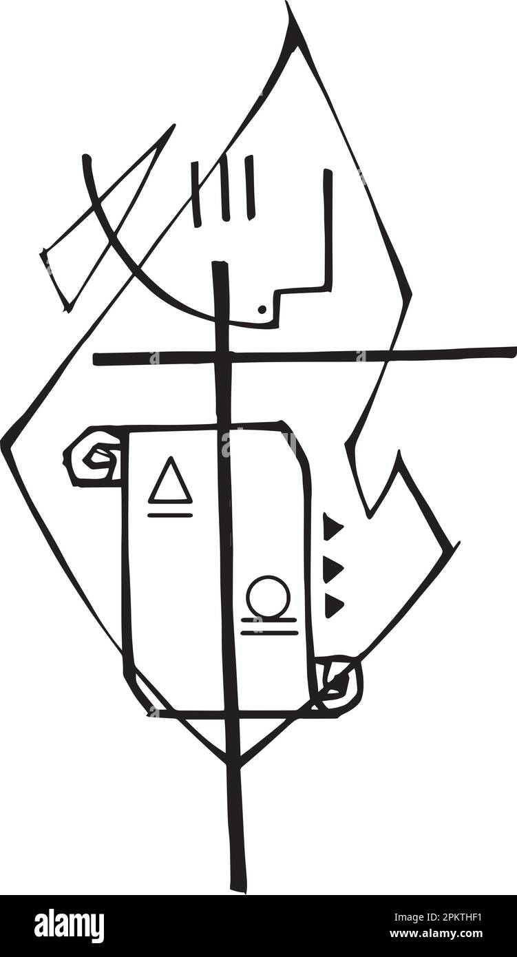 Hand drawn vector illustration or drawing of alpha and omega papyrus ...