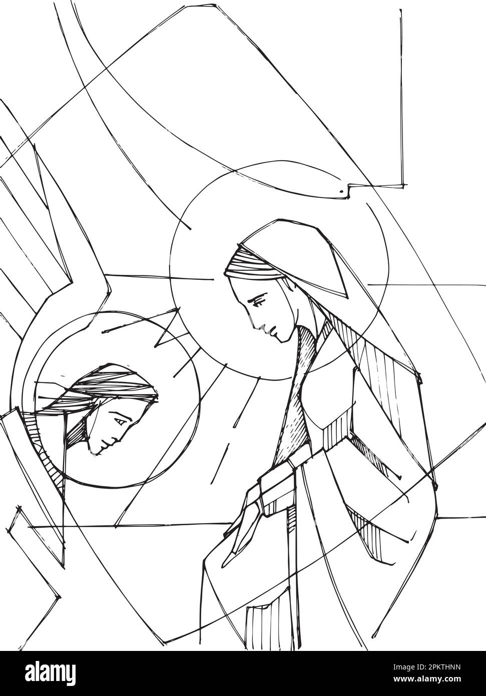 Hand drawn vector illustration or drawing of Mary Stock Vector Image ...
