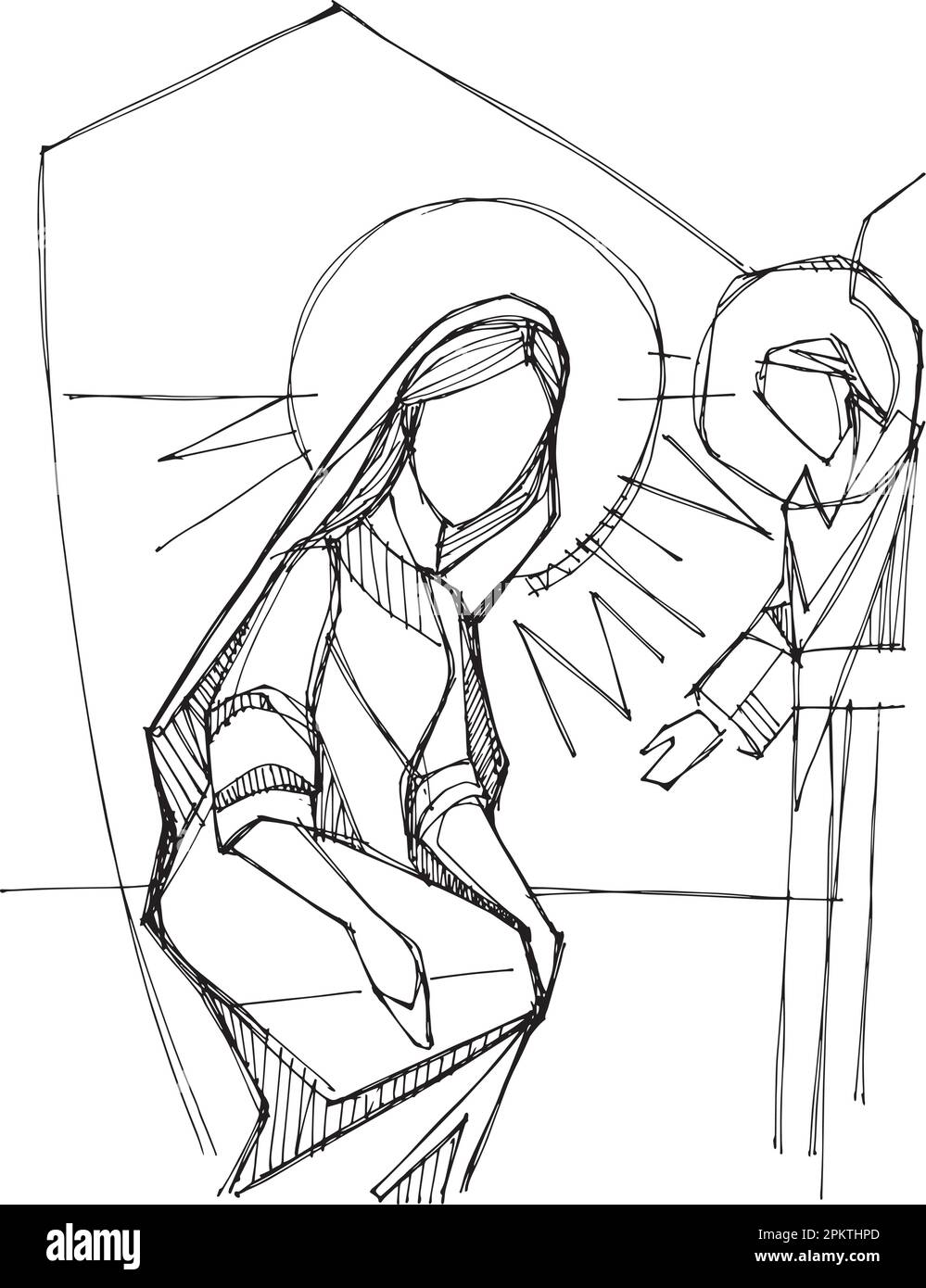 Hand drawn vector illustration or drawing of Mary Stock Vector Image ...