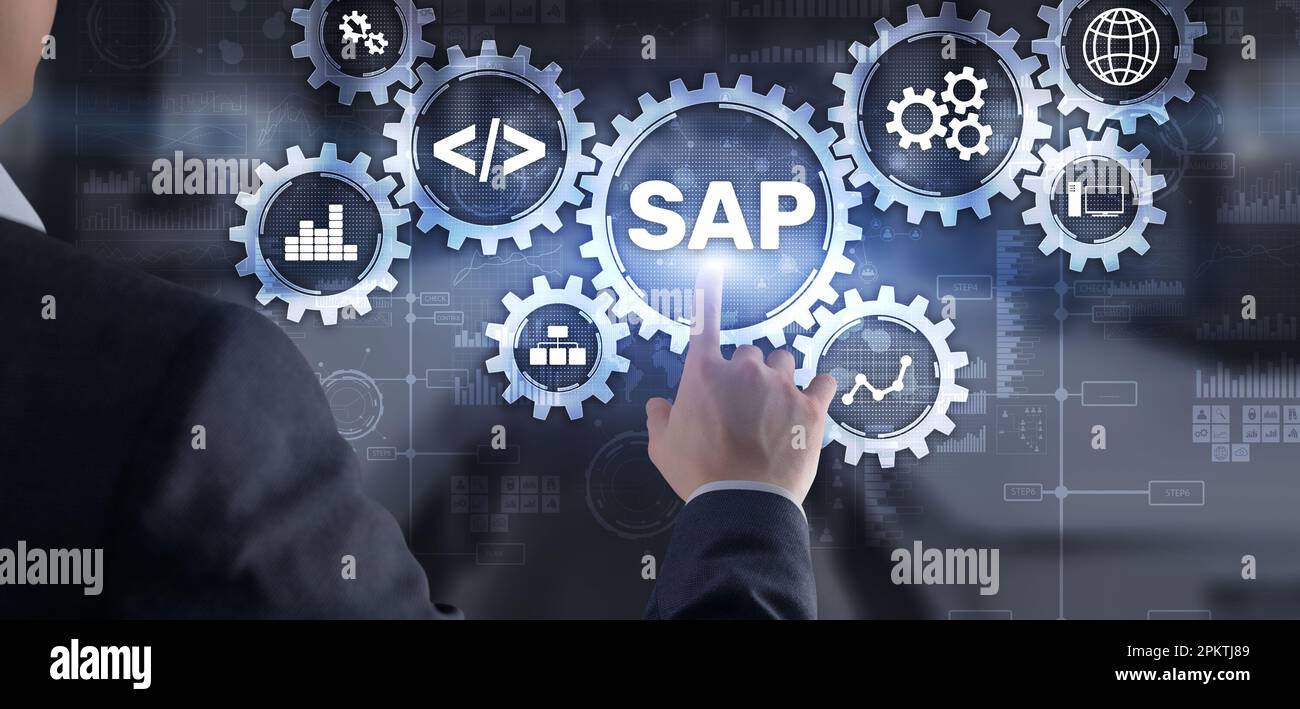 SAP System Software Automation concept on virtual screen Stock Photo ...