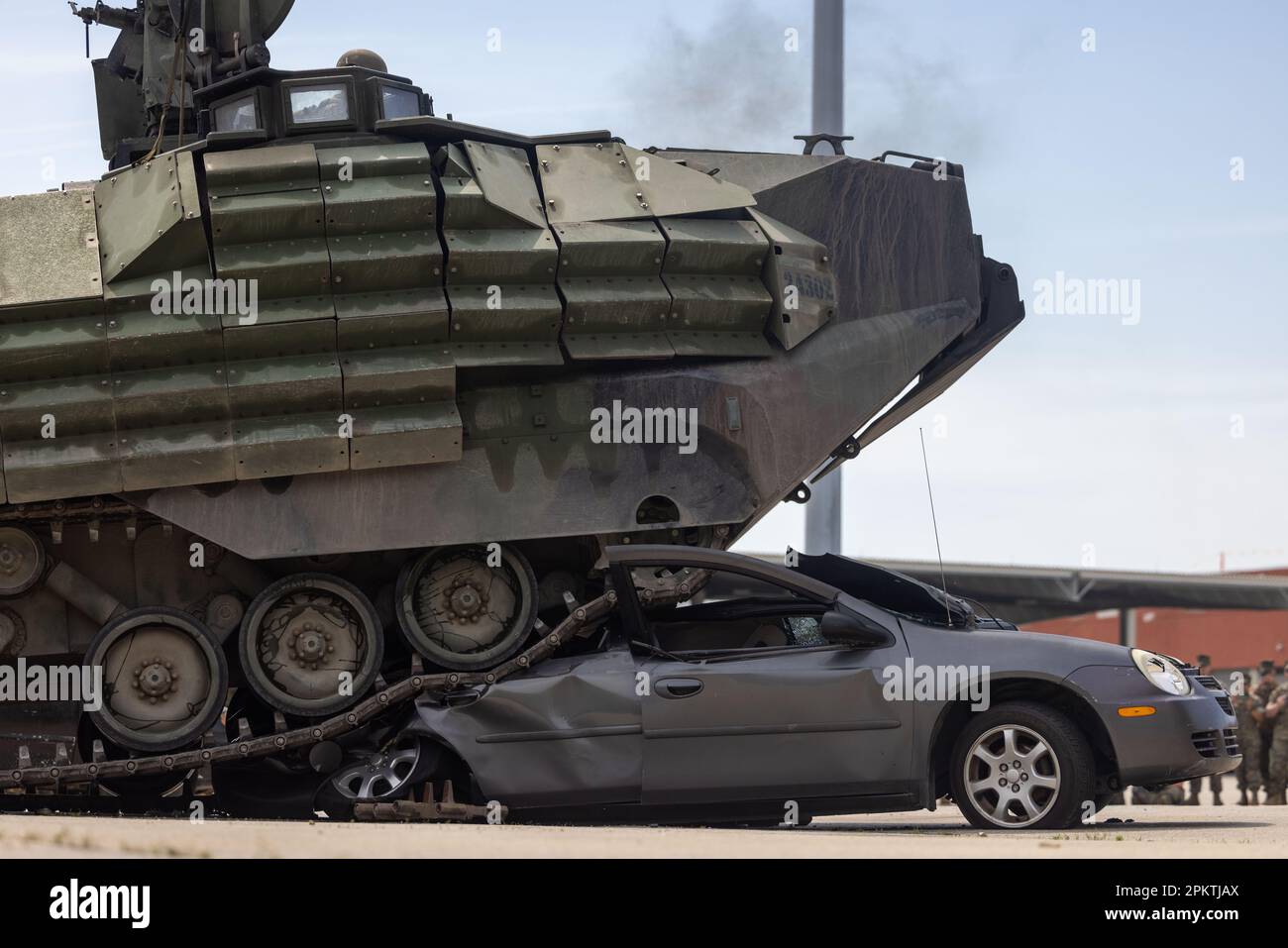 A U.S. Marine Corps AAV7A1 tracked vehicle with 2d Assault Amphibian ...