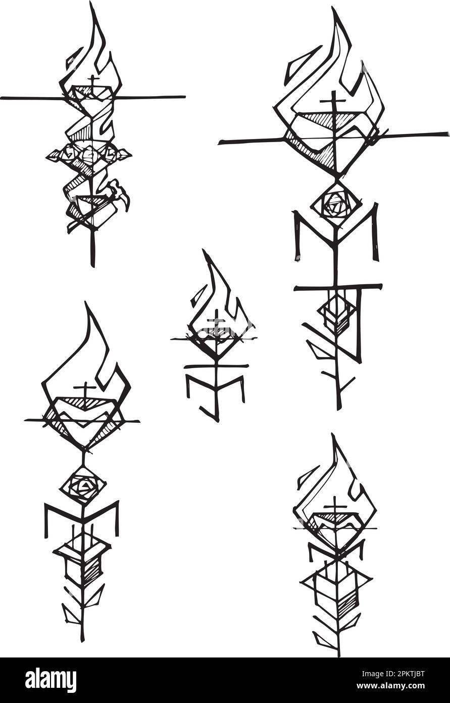 Hand drawn vector illustration or drawing of heart symbols Stock Vector ...