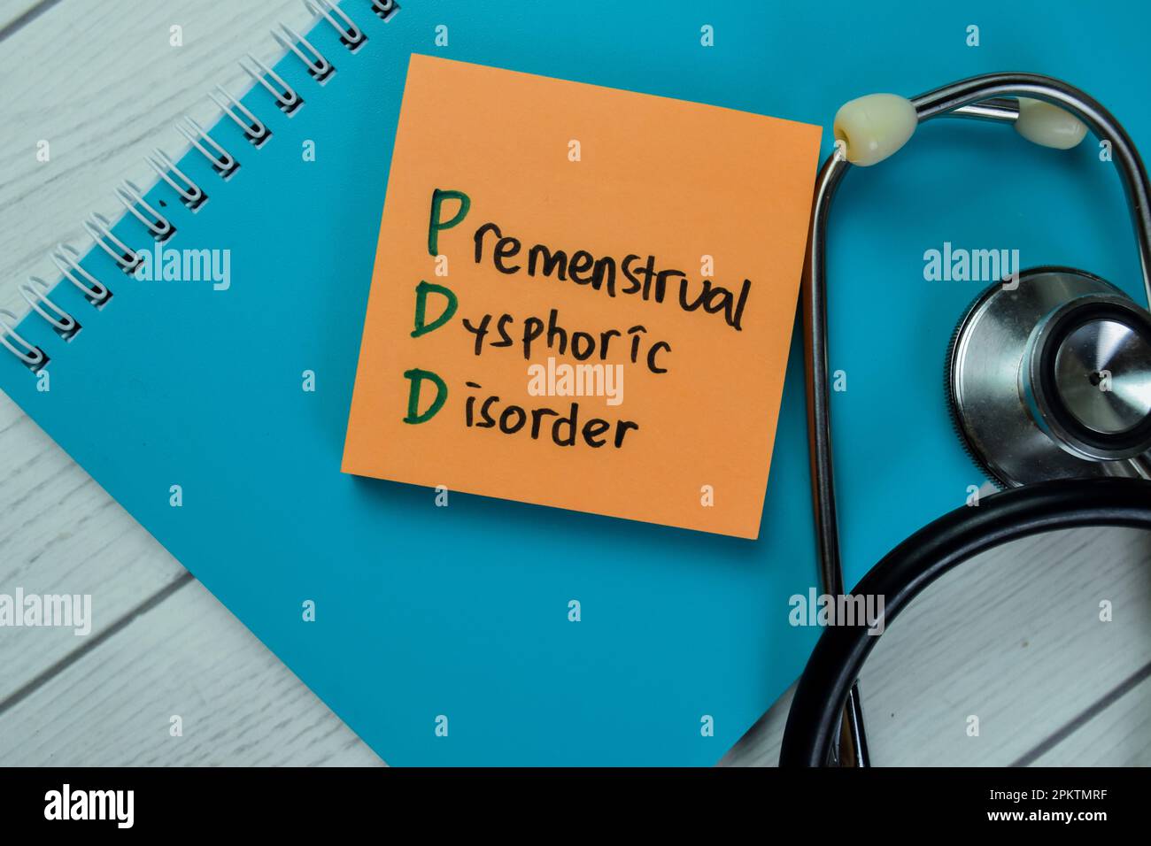 Concept of PDD - Premenstrual Dysphoric Disorder write on sticky notes ...